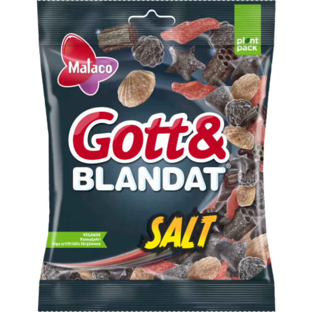 Malaco Gott & Blandat Salt – Liquorice Mix 210g – Sweets by Svea MT